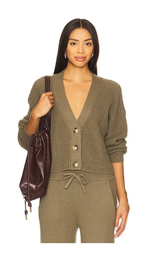 Eberjey Recycled Sweater Cropped Cardigan - Smokey Olive
