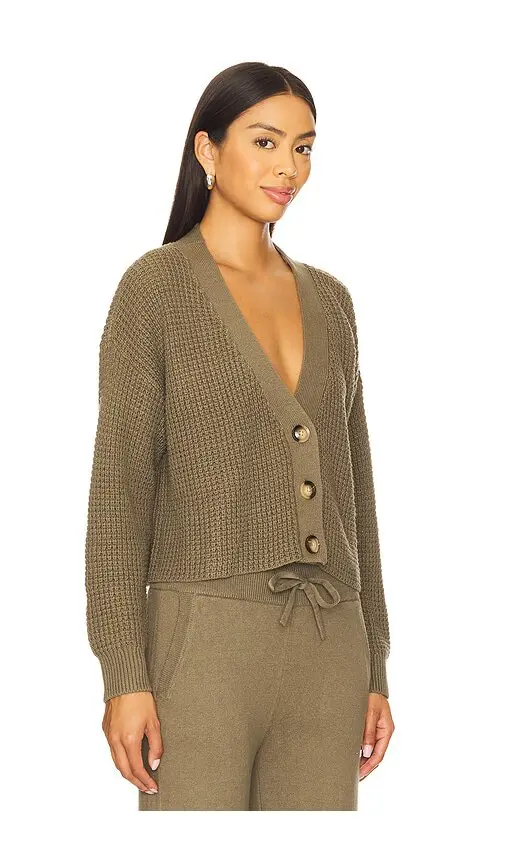 Eberjey Recycled Sweater Cropped Cardigan - Smokey Olive