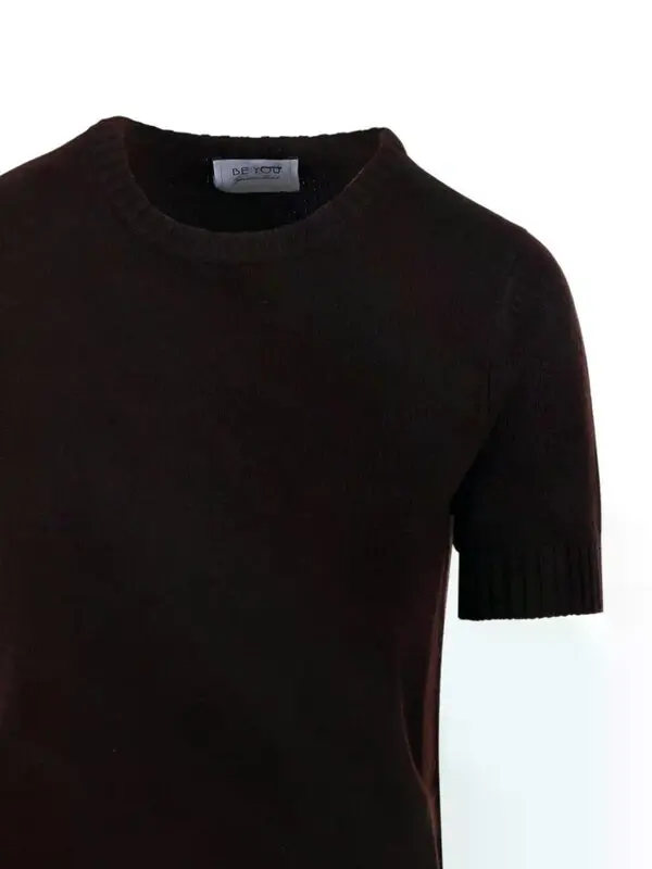 BEYOU Short-sleeve Round-neck Jumper - Brown
