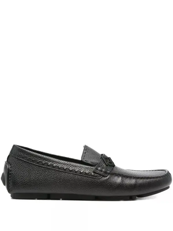 Fendi Leather Logo Loafers