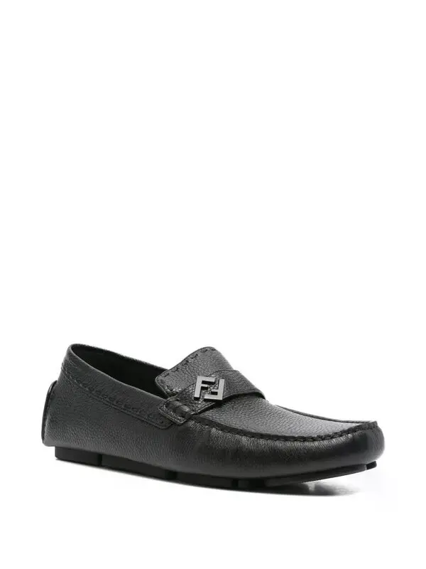 Fendi Leather Logo Loafers