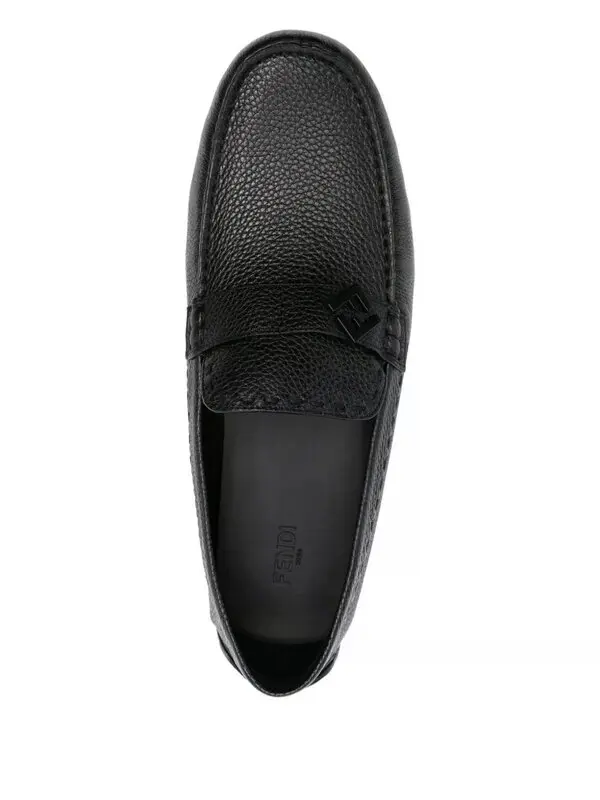 Fendi Leather Logo Loafers