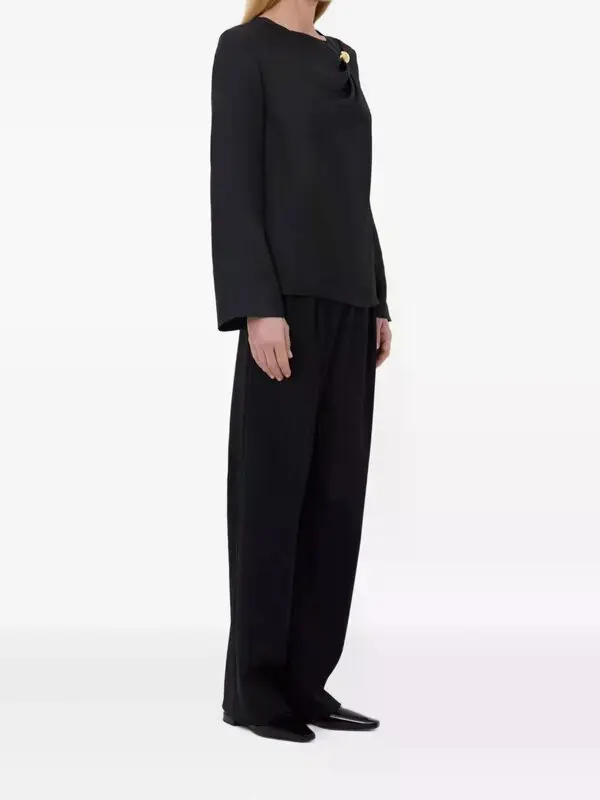 Loulou De Saison Draped Ornament-detail Blouse - Black