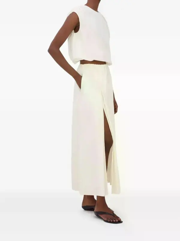 Loulou De Saison Front-slit Pocketed Straight Midi Skirt