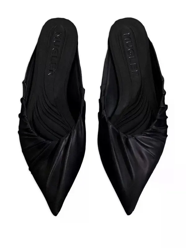 MUGLER Pleated Point-toe Flats