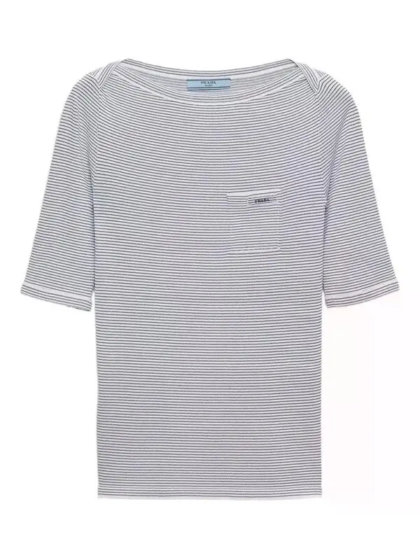 Prada Striped Boat-neck Top