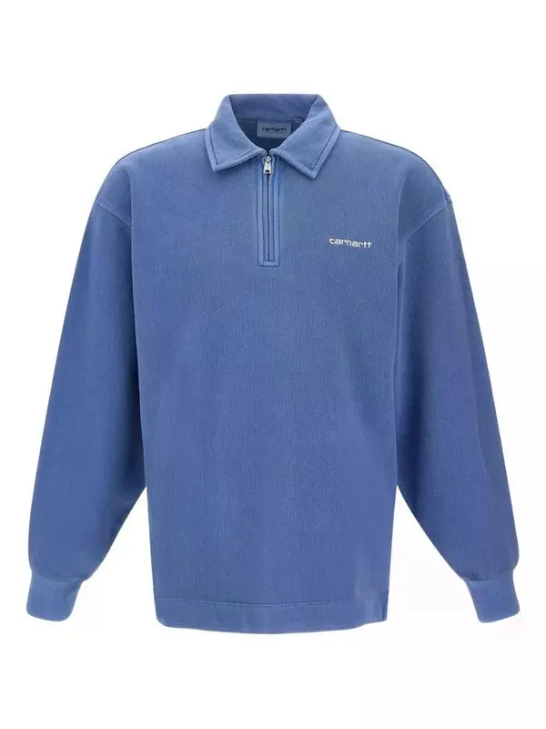 Carhartt Work In Progress Half-zip Cotton Polo Shirt - Blue