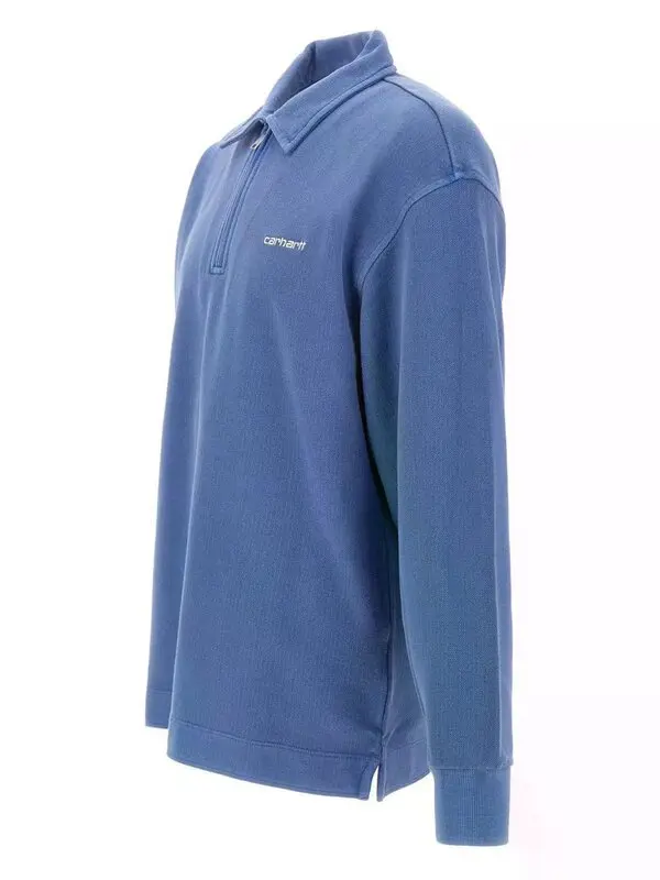 Carhartt Work In Progress Half-zip Cotton Polo Shirt - Blue