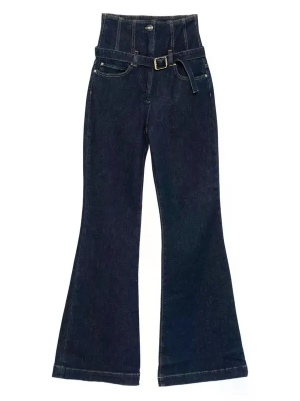 Pinko High-waisted Flare Leg Jeans With Belt