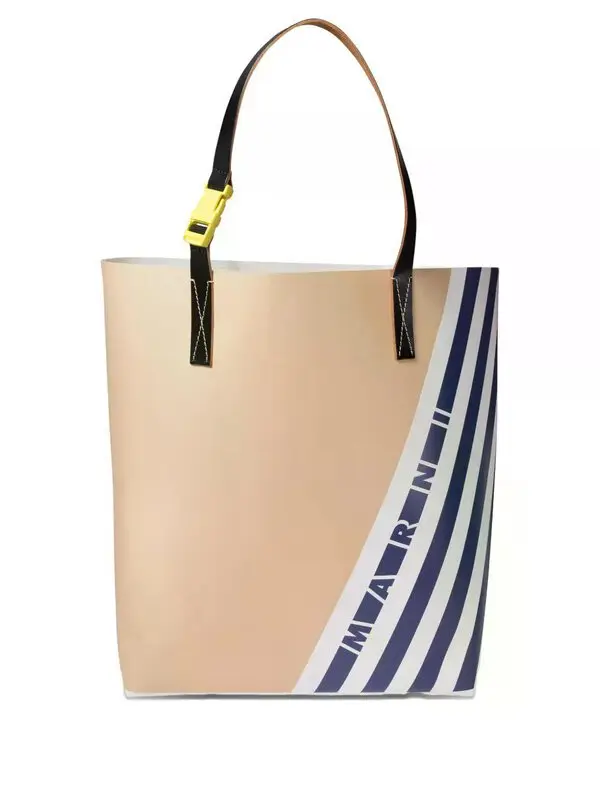 Marni Stripe-detail Buckle Tote - Neutrals