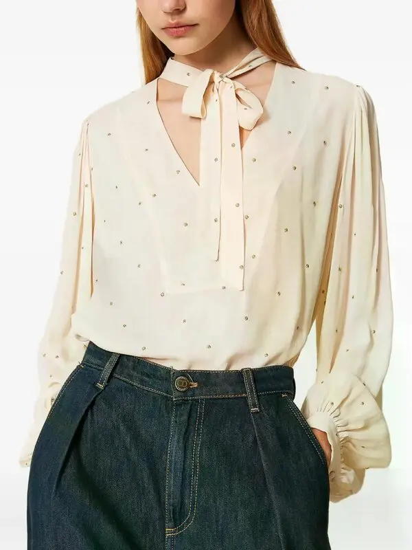 TWINSET Embellished Tie-neck Blouse
