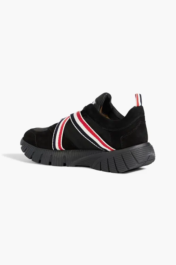 Thom Browne Striped Shell And Suede Sneakers