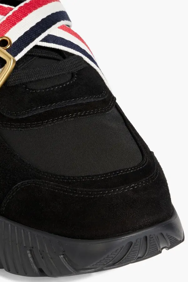 Thom Browne Striped Shell And Suede Sneakers