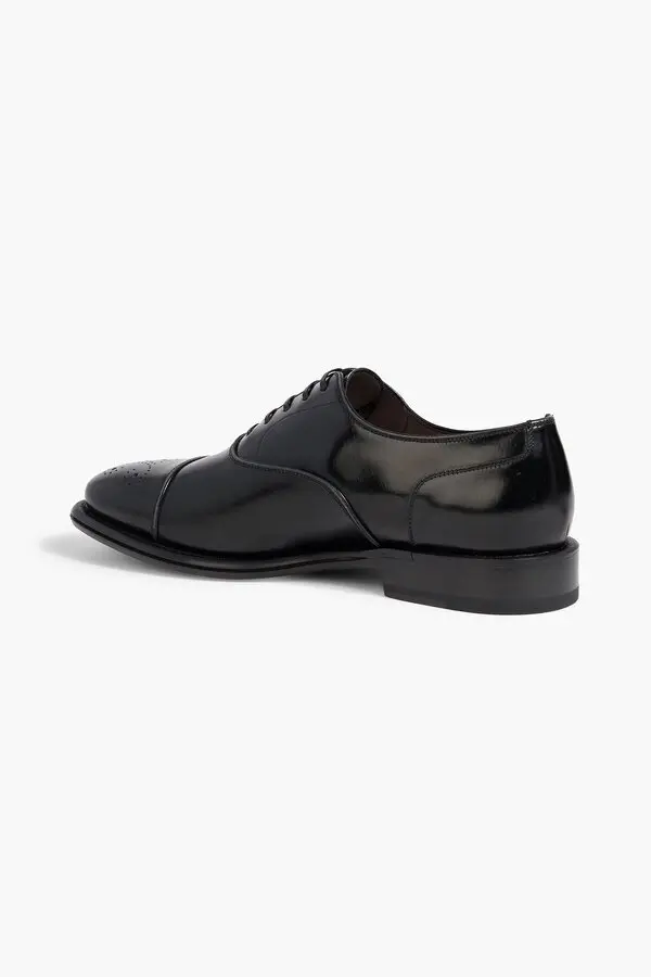 FERRAGAMO Maxime Glossed-leather Derby Shoes