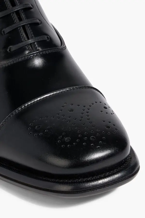 FERRAGAMO Maxime Glossed-leather Derby Shoes