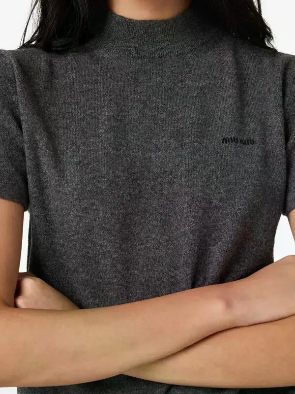 Miu Miu Ribbed Mock Neck Cashmere Sweater