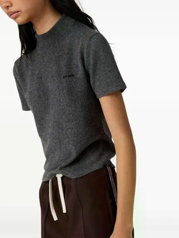 Miu Miu Ribbed Mock Neck Cashmere Sweater