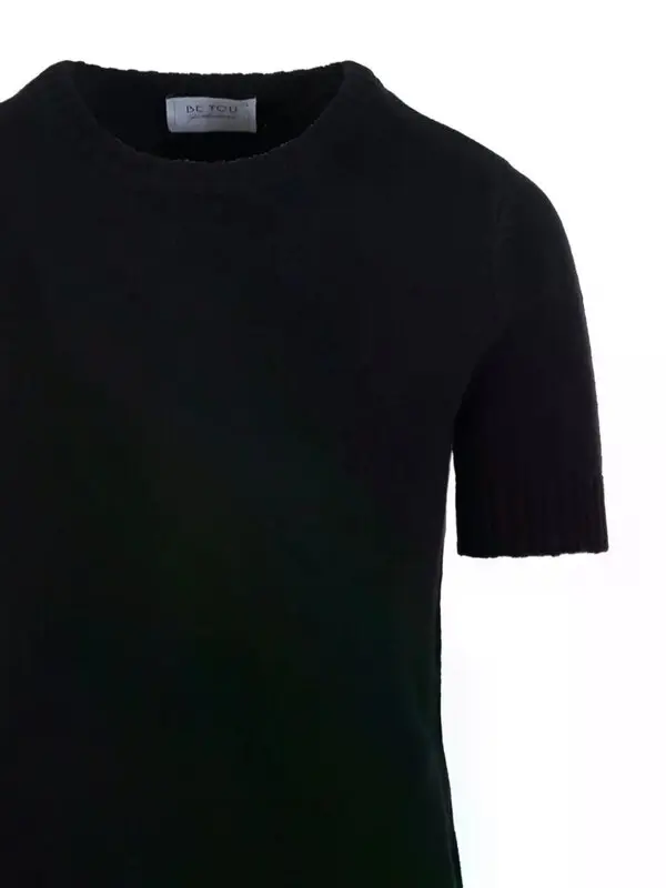 BEYOU Short-sleeve Round-neck Jumper - Black