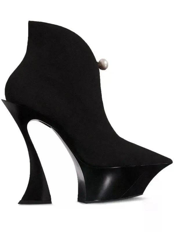 MUGLER Pearl-embellished Sculpted Heel Boots
