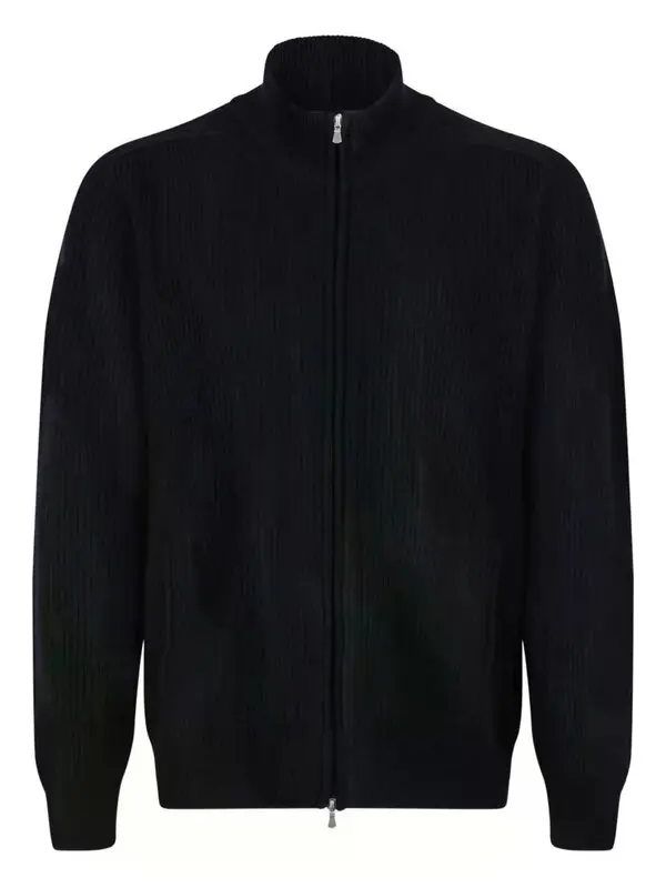 Gran Sasso Ribbed Zip-Up Cardigan Black Editorialist