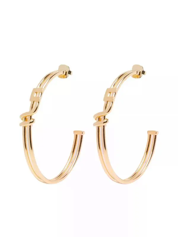 Elisabetta Franchi Logo Hoop Earrings - Gold