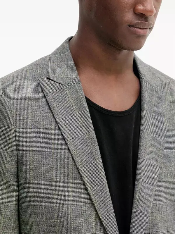 Hugo Checked Single-breasted Blazer - Grey