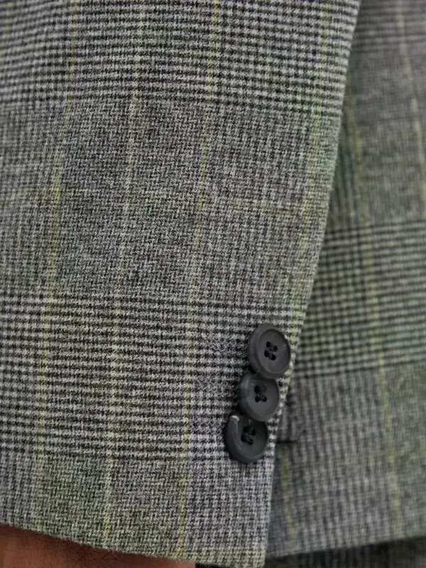 Hugo Checked Single-breasted Blazer - Grey