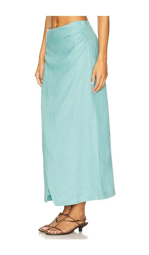 Faithfull The Brand Linen Ruched Maxi Skirt