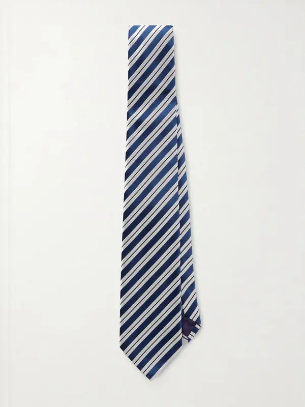 Charvet 8.5cm Striped Silk Neck Tie - Blue