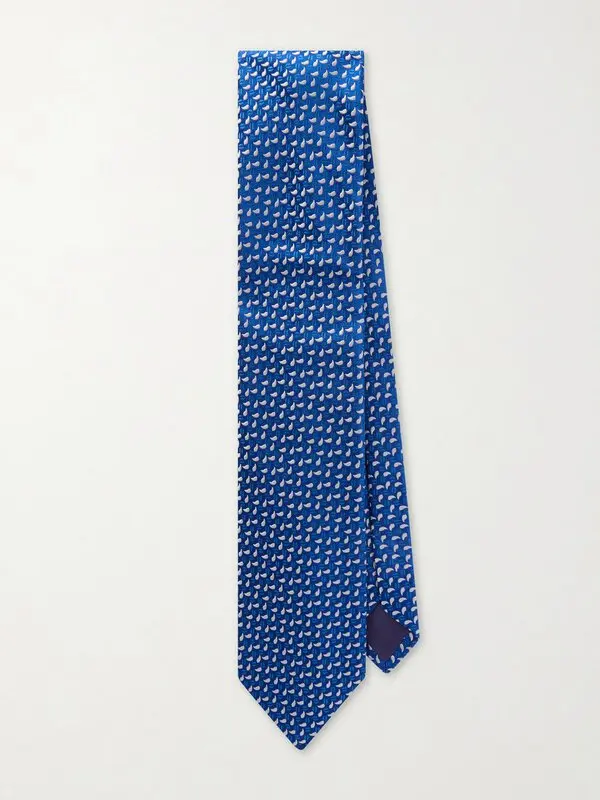 Charvet 8.5cm Embroidered Silk-twill Neck Tie - Blue