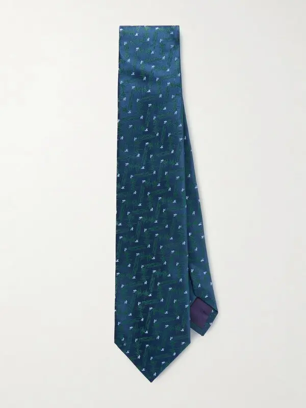 Charvet 8.5cm Embroidered Silk Tie - Green