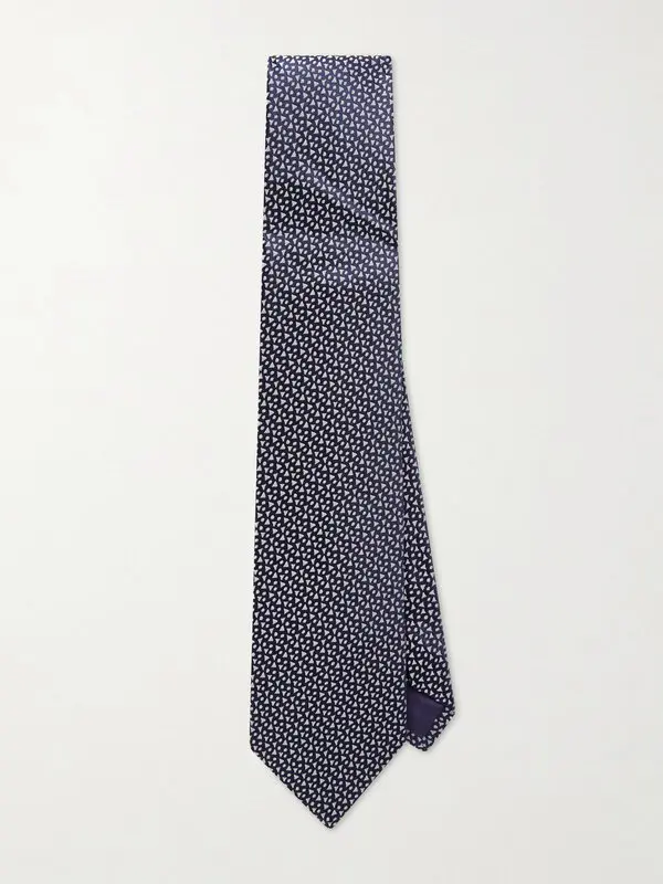 Charvet 8.5cm Embroidered Silk-twill Tie - Blue