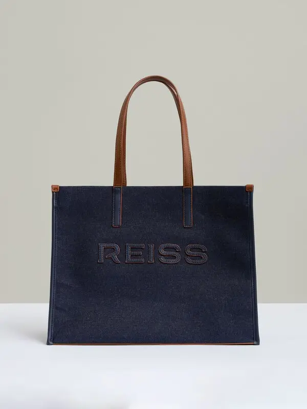 REISS Lola Canvas Logo Tote Bag