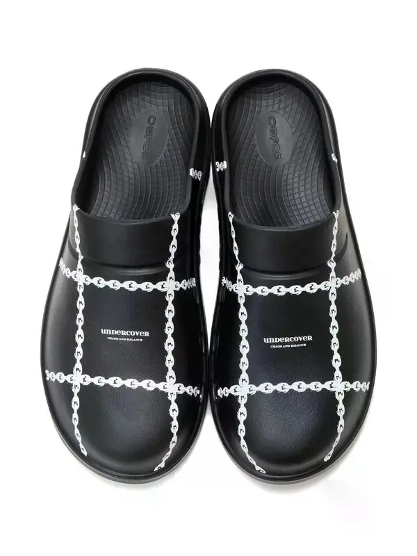 Undercover Chain-print Flat Mules
