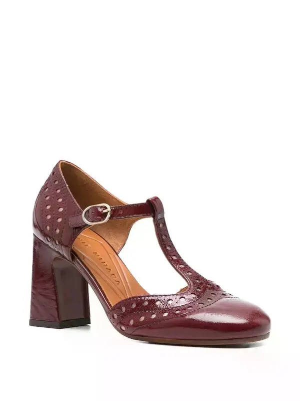 Chie Mihara 85mm Perforated T-bar Heeled Pumps - Red
