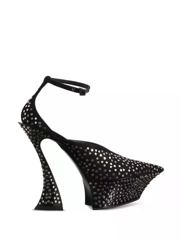 MUGLER Ankle-strap Studded Mules