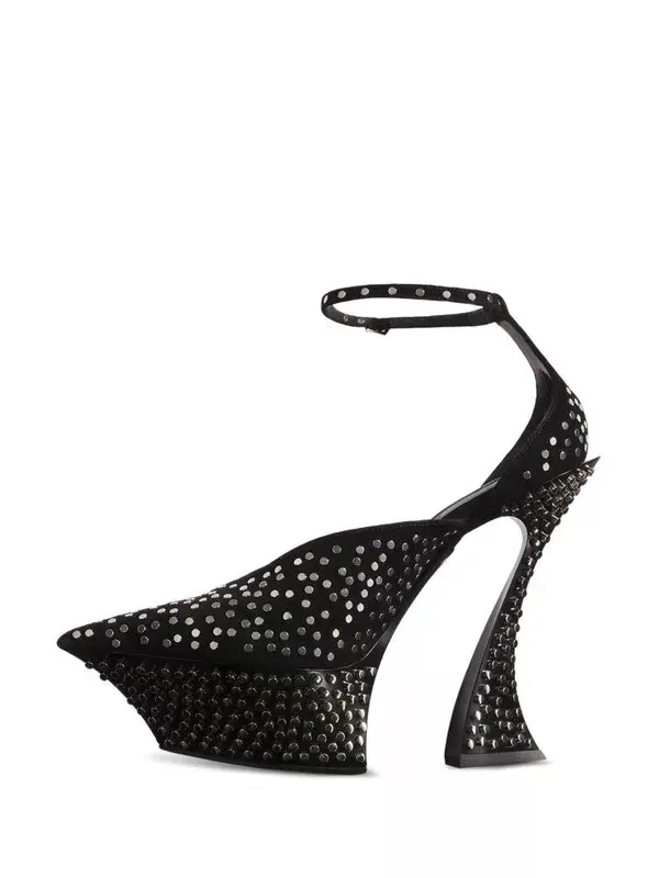 MUGLER Ankle-strap Studded Mules