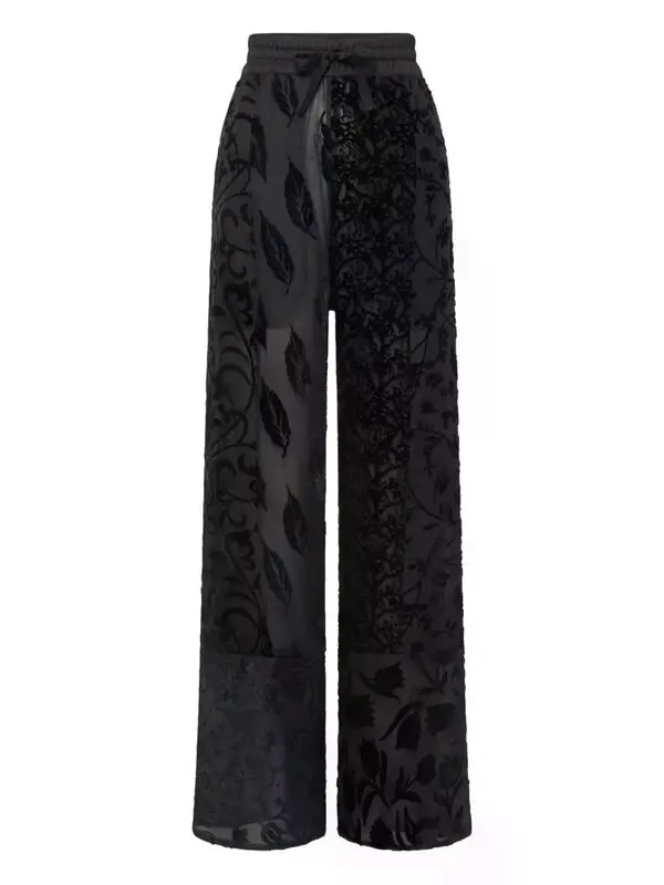 MARINE SERRE Floral-patterned Drawstring Trousers - Black