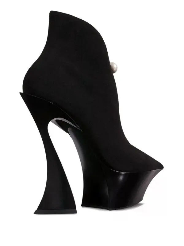 MUGLER Pearl-embellished Sculpted Heel Boots