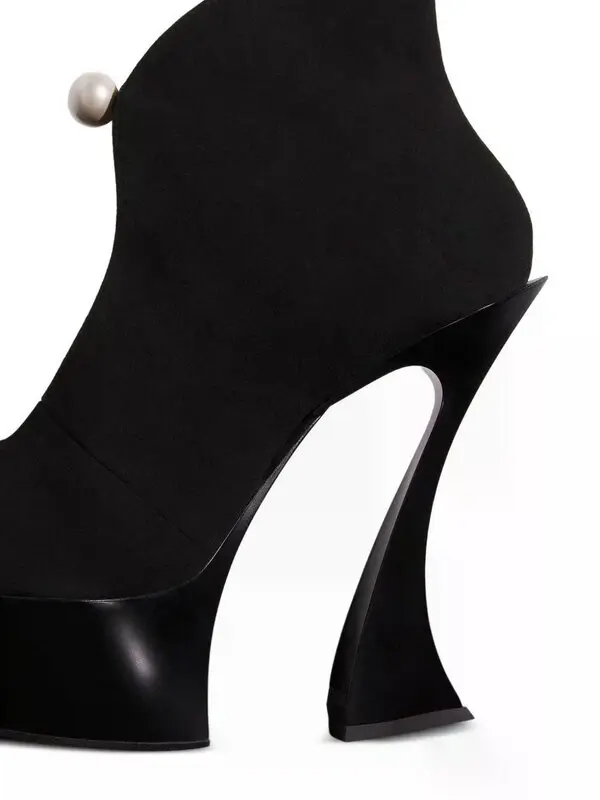 MUGLER Pearl-embellished Sculpted Heel Boots