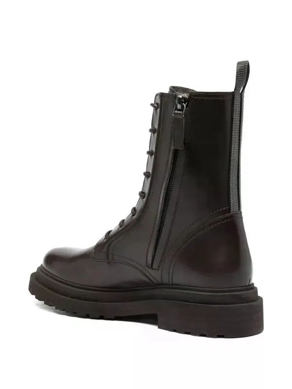 Brunello Cucinelli Lace-up Platform Combat Boots - Brown
