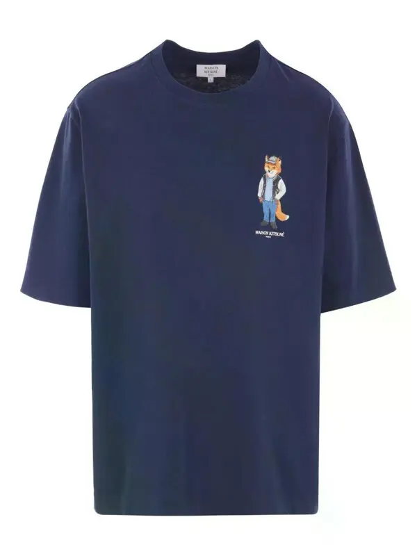 Maison Kitsuné Fox-embroidered Cotton T-shirt