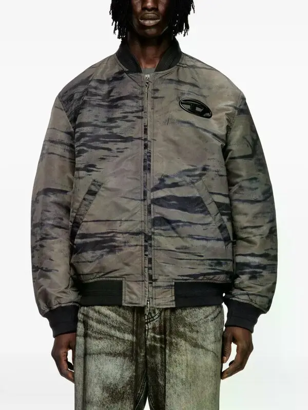 DIESEL® Abstract-print Bomber Jacket - Grey