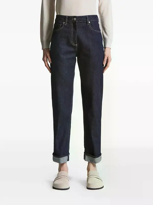 Peserico Five-pocket Cuffed Denim Jeans
