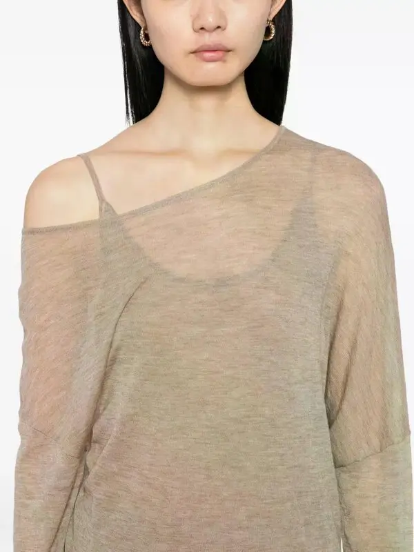 RUOHAN Cobia T-shirt With Asymmetric Design And Long Sleeves - Neutrals