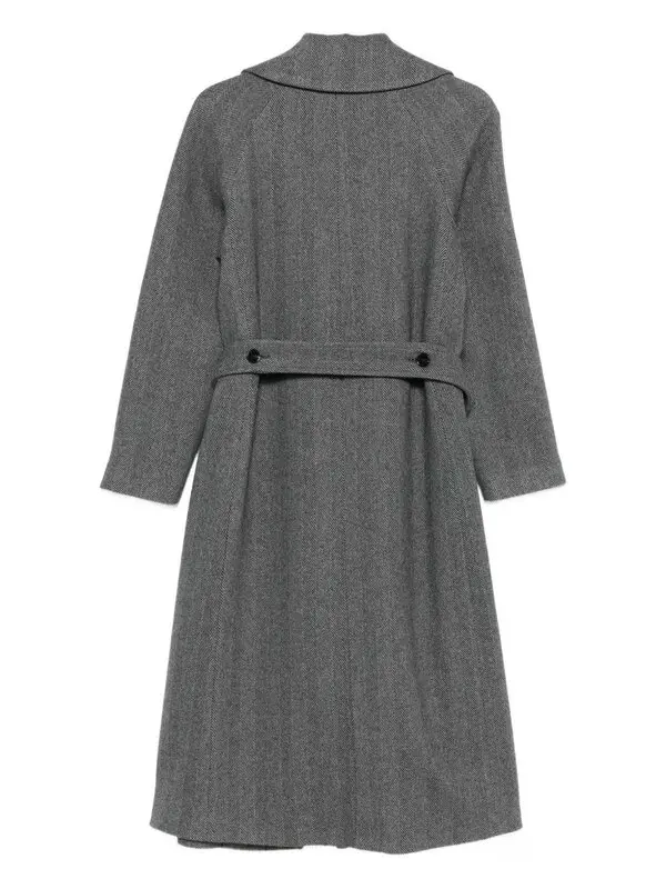 PALTO' Paola Herringbone Belted Coat - Black