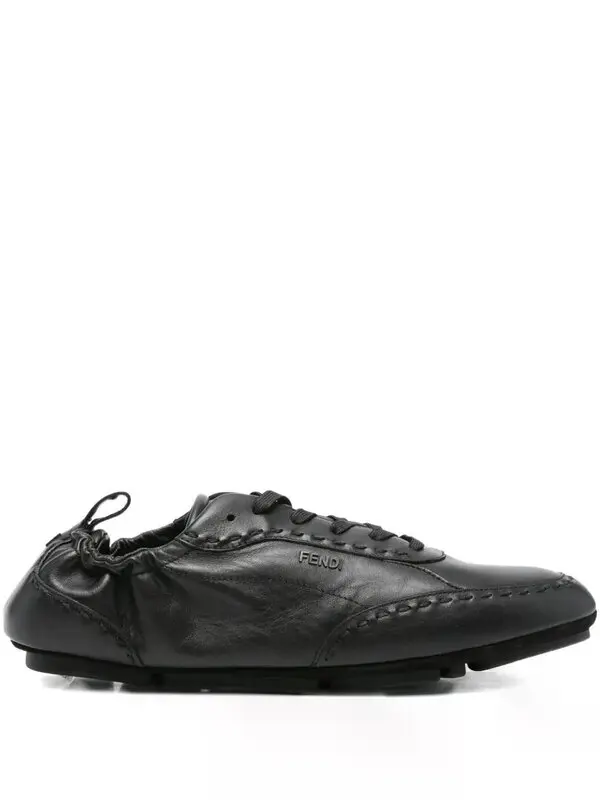 Fendi Lace-up Suede Sneakers - Black