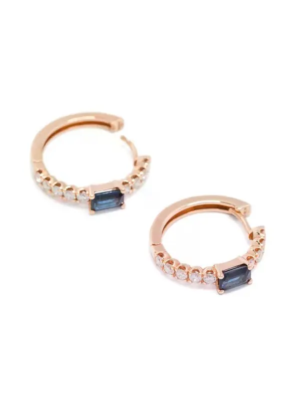 ROSEKEY 18k Rose Gold Diamonds And Sapphires Hoop Earrings