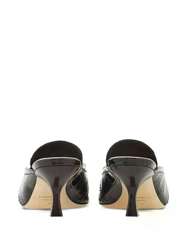 FERRAGAMO Crocodile-effect Leather Mules - Neutrals