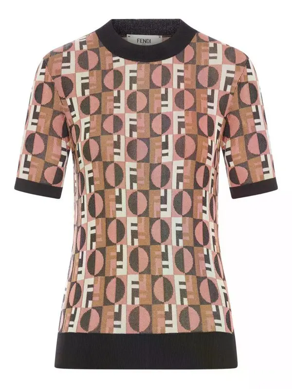 Fendi Geometric Jacquard T-shirt - Pink